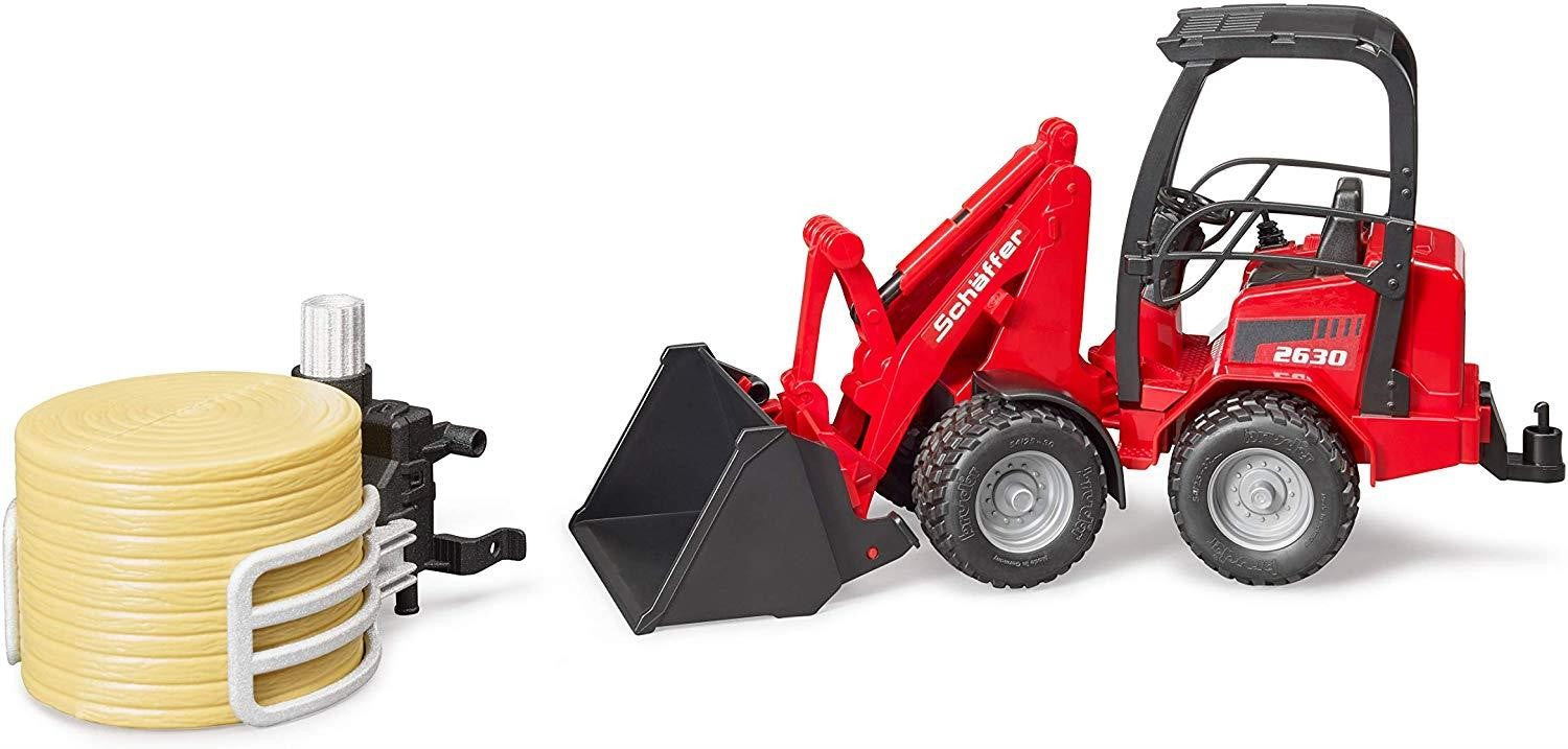 Bruder Schäffer Compact Loader With Bale Gripper & Bale #02192
